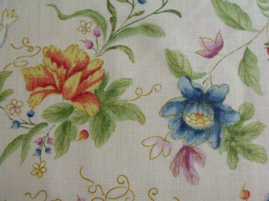 GP & J Baker Queen Anne Chinese Linen Print Multi Upholstery Drapery ...