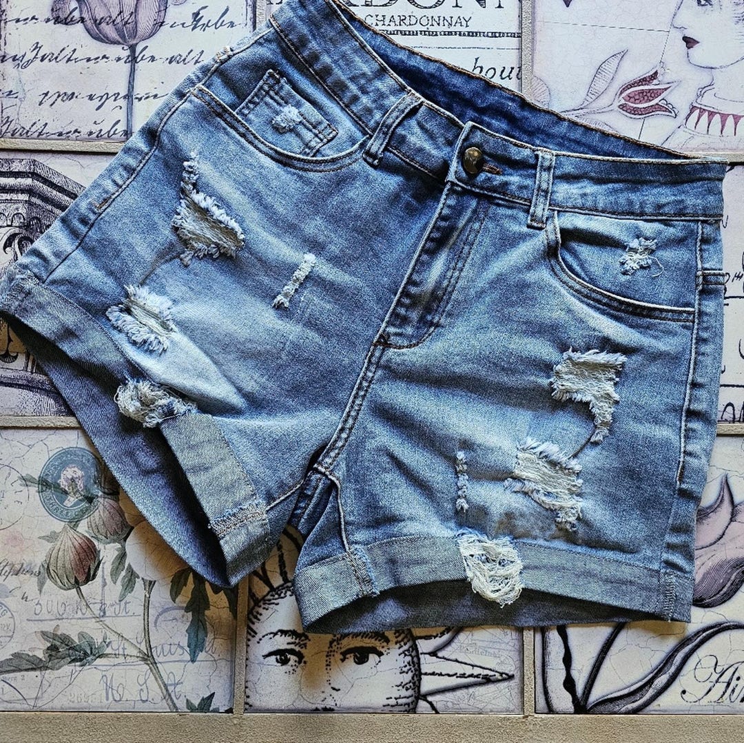 Stretchy Distressed Cute Jean Shorts - Etsy