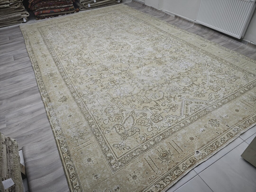 10x15 Beige Vintage Rug, 9.6x15.4 Feet, Extra Large Area Rug, Oversize ...