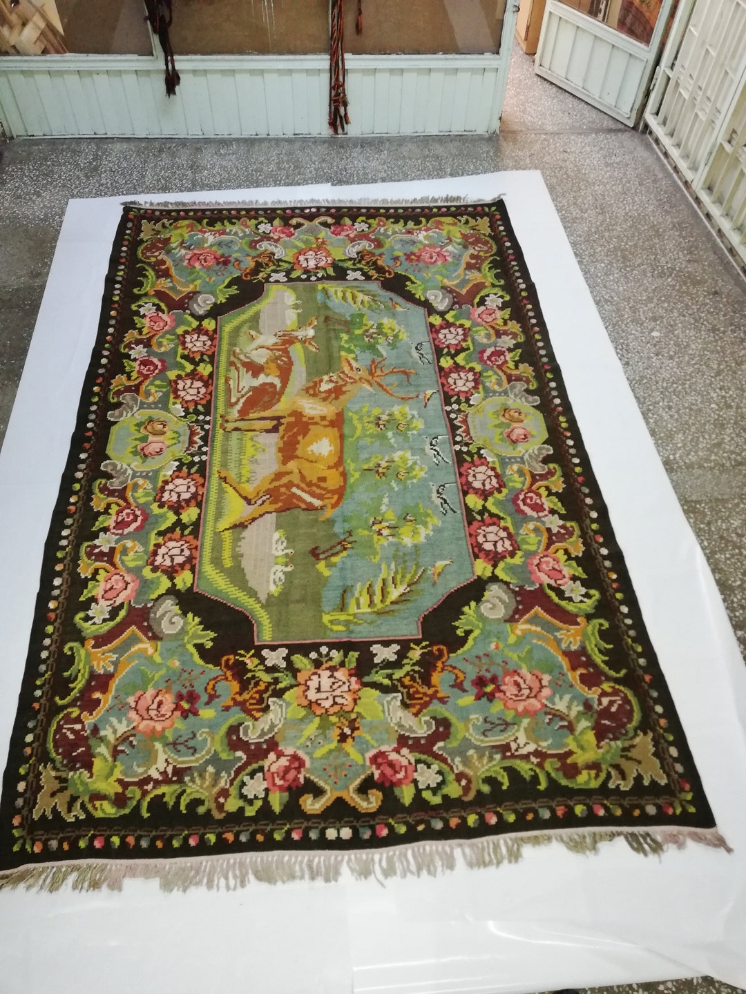 Moldova Kilim Rug, 6,82 X 10,62 Feet , Animal Design Kilim Rug ...