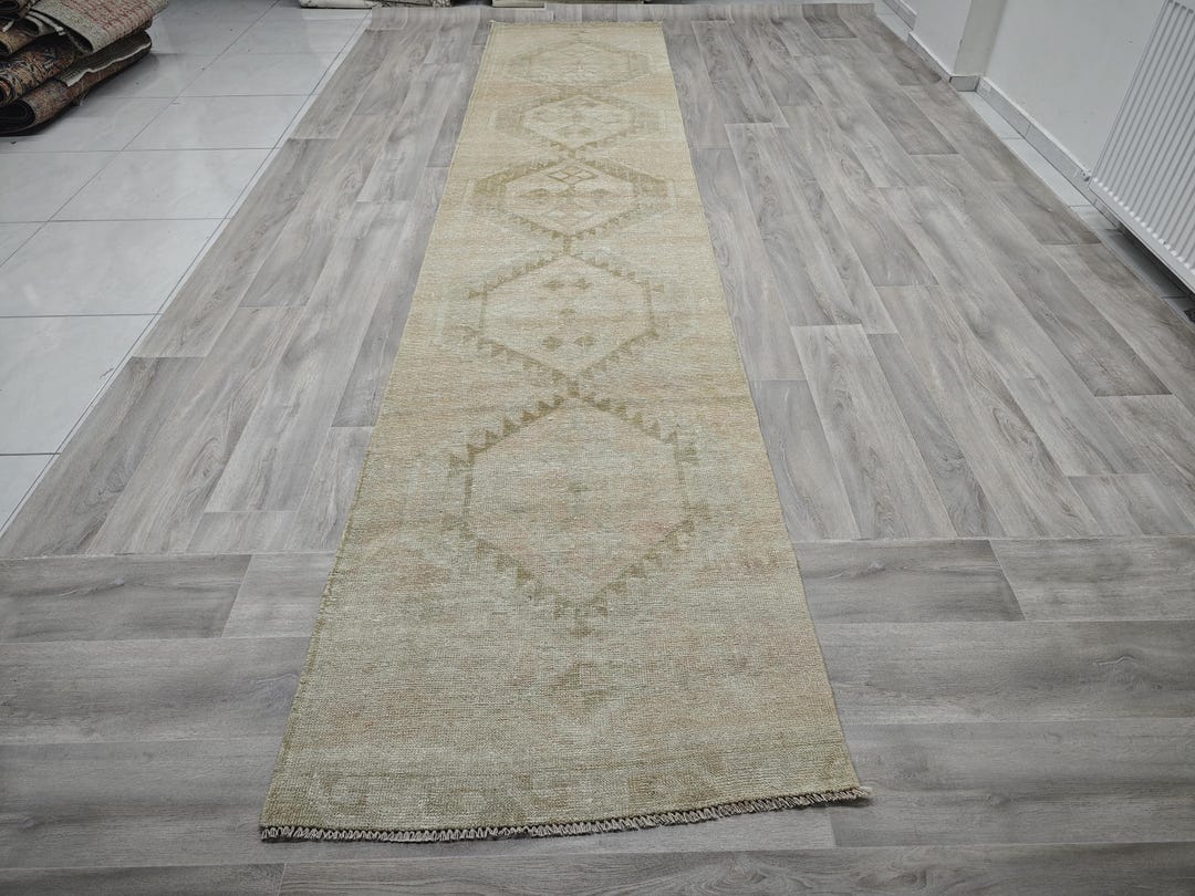 3x14 Extra Long Runner, Handwoven Wool Runner Rug, Oushak Hallway Rug ...