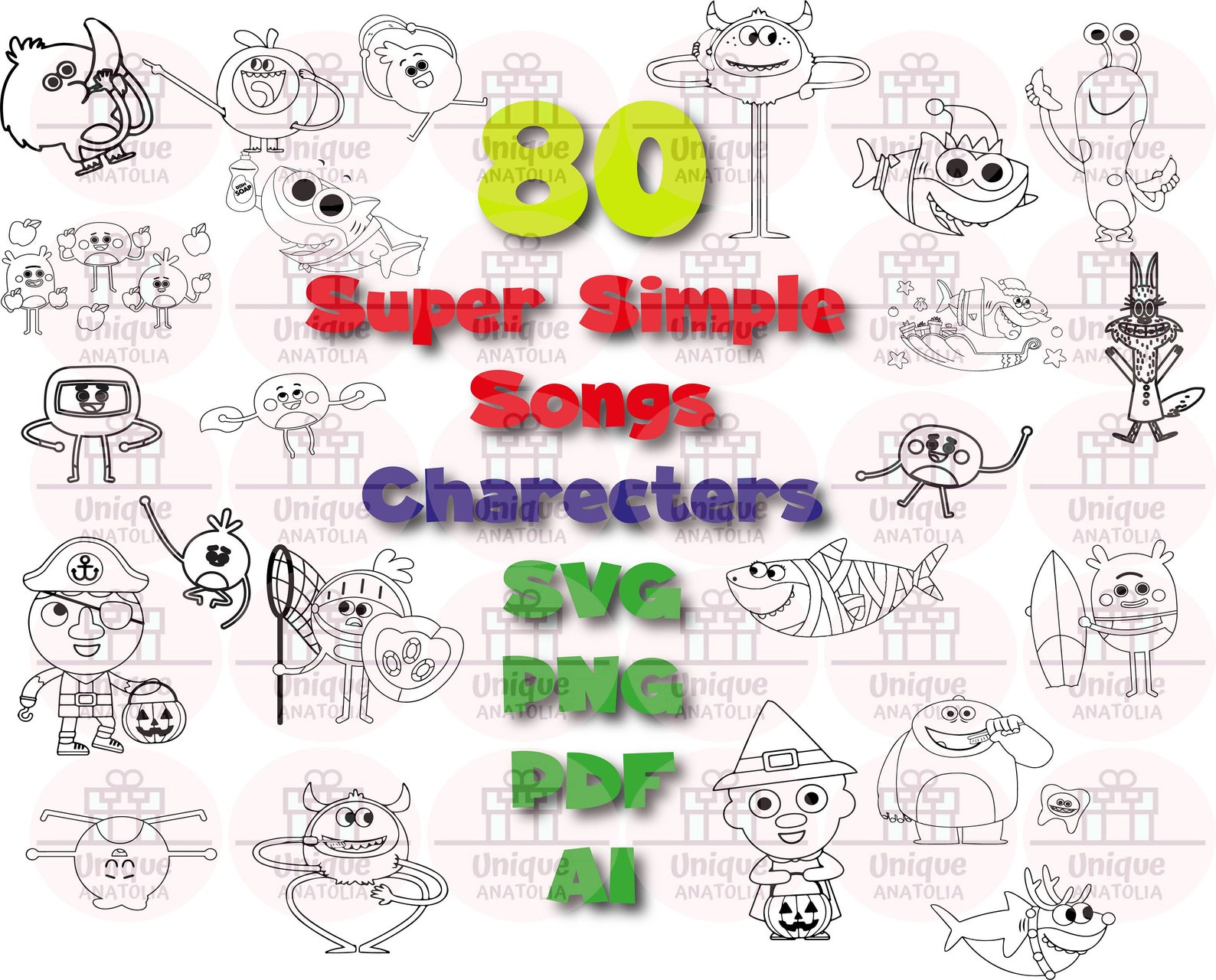 Super Simple Song Characters Clipart for Stickers Digital - Etsy UK