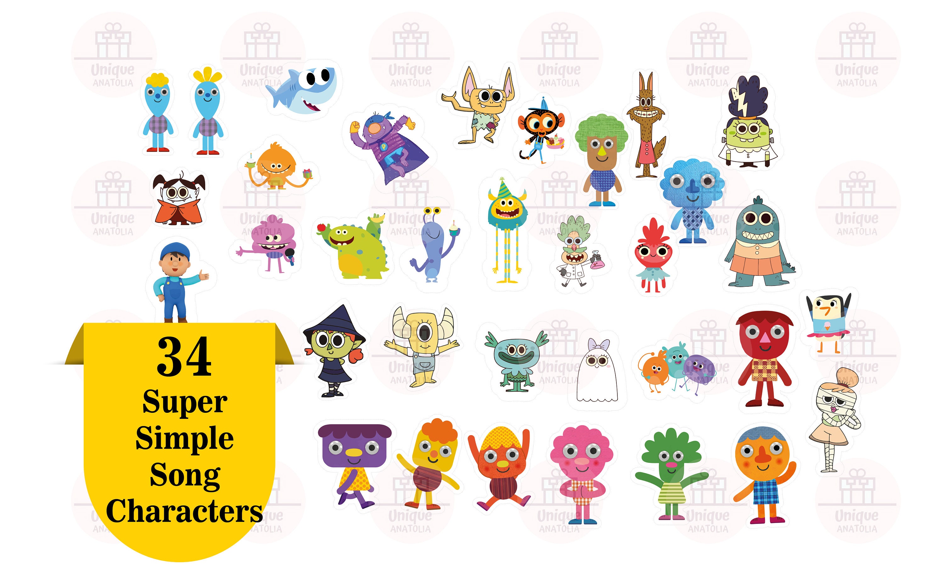 Super Simple Song Characters Clipart for Stickers Digital - Etsy India