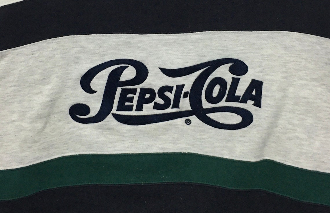 Vintage Pepsi Cola Embroidered Logo Colour Block Sweatshirt Large Size ...