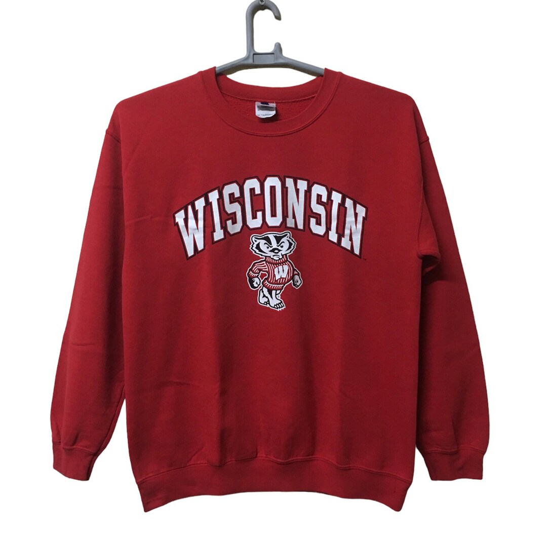 Vintage WISCONSIN UNIVERSITY Badgers Sweatshirt Medium Size Red Colour ...