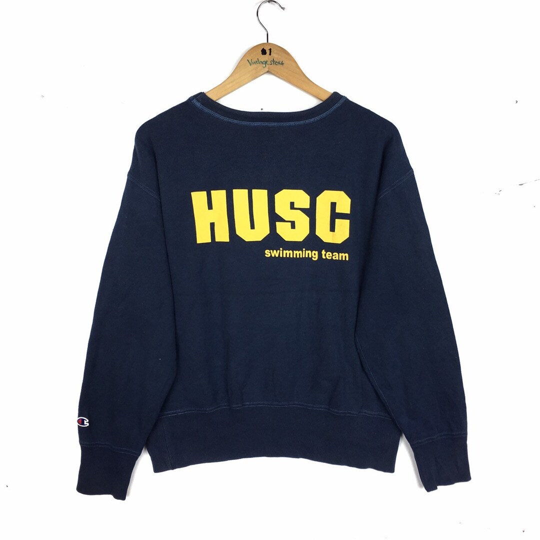 Vintage Champion HUSC Swimming Team Big Logo Sweatshirt Pullover ...
