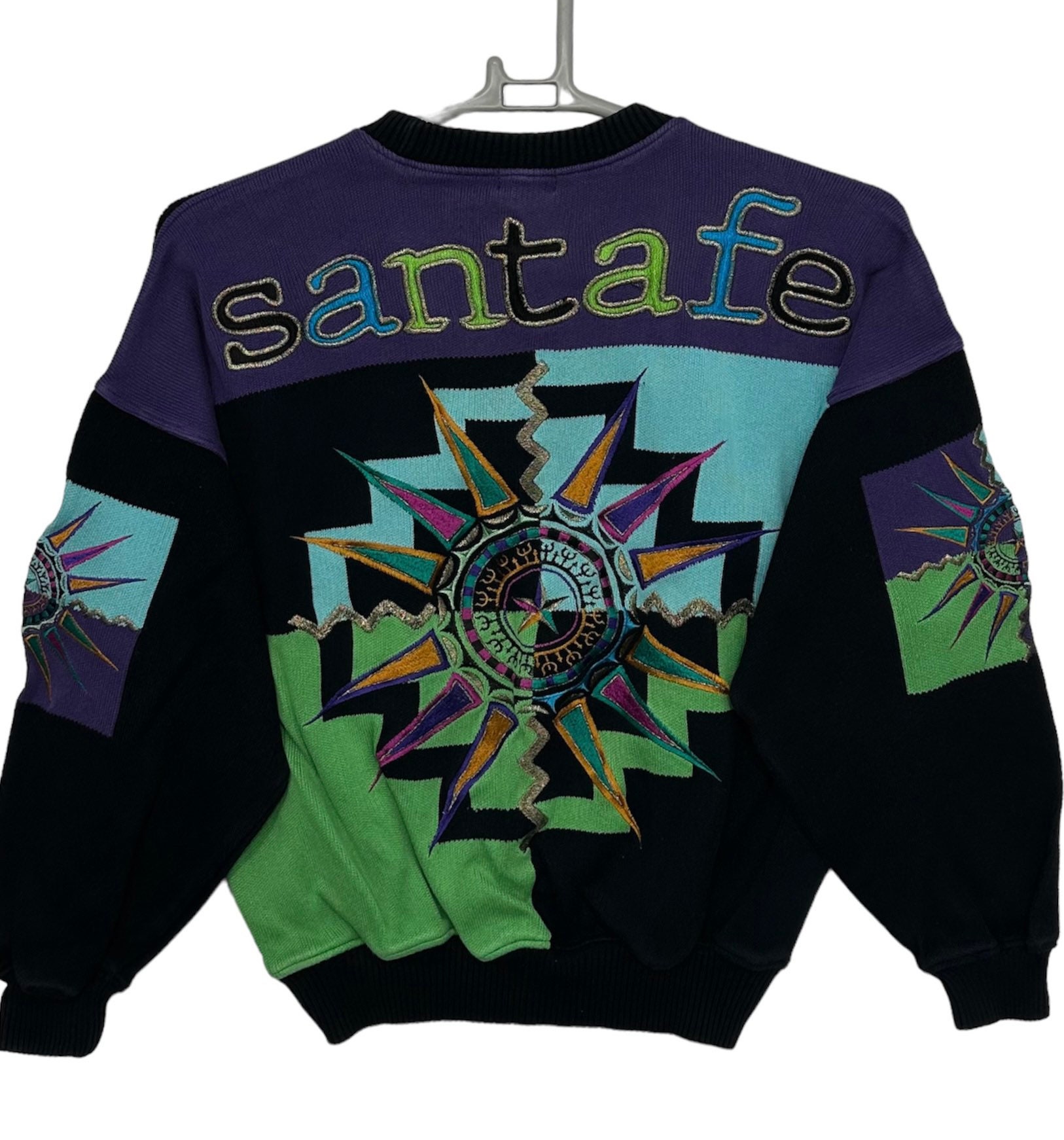 Vintage Santa Fe Native Aztec Big Logo Embroidery Spellout Sweatshirt ...