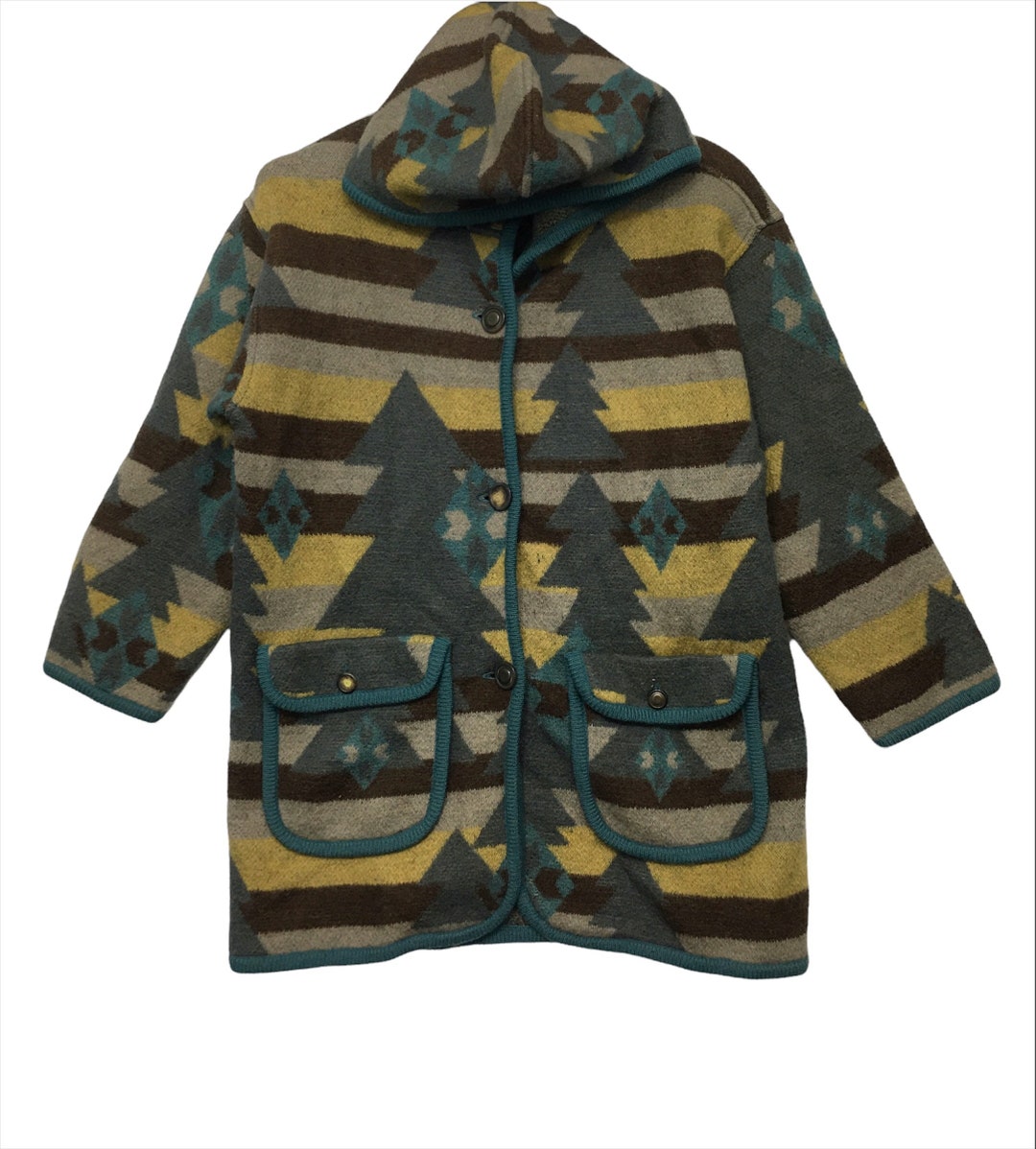 Vintage Aztec Wool Knitted Native Navajo Patern Jacket L Size - Etsy