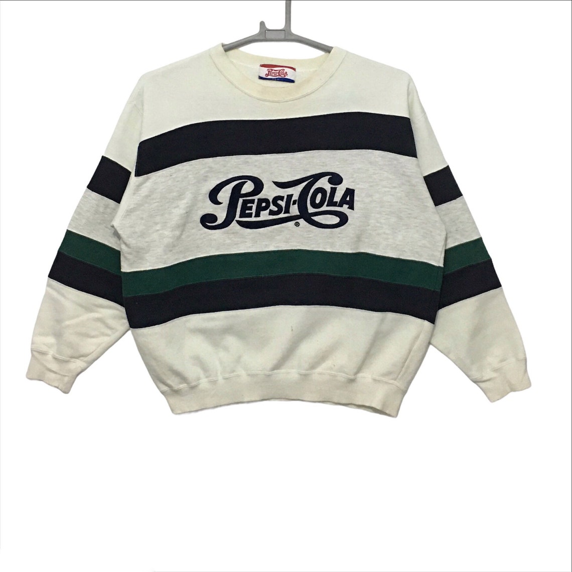 Vintage Pepsi Cola Embroidered Logo Colour Block Sweatshirt Large Size ...