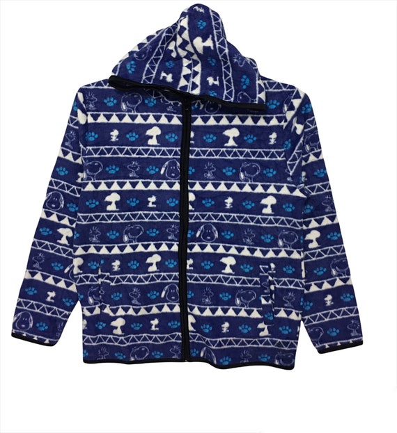 Vintage Peanuts Snoopy fleece Full printed zipper Blu… - Gem