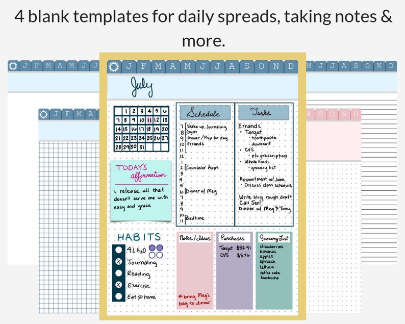 12-month Digital Planner Undated BLUE Hyperlinked - Etsy