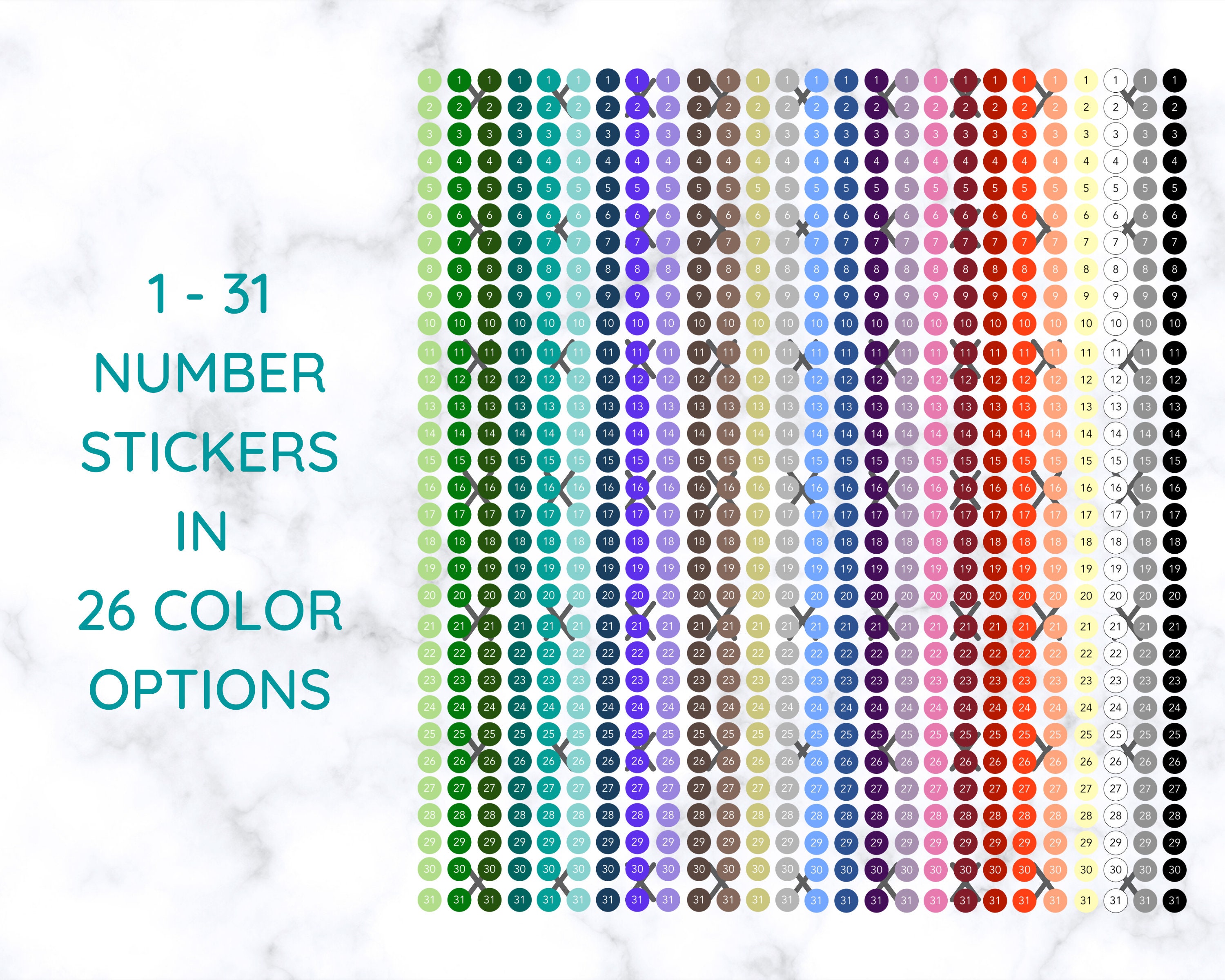 1-31 Number Stickers for Planners and Journals Customizable Goodnotes ...