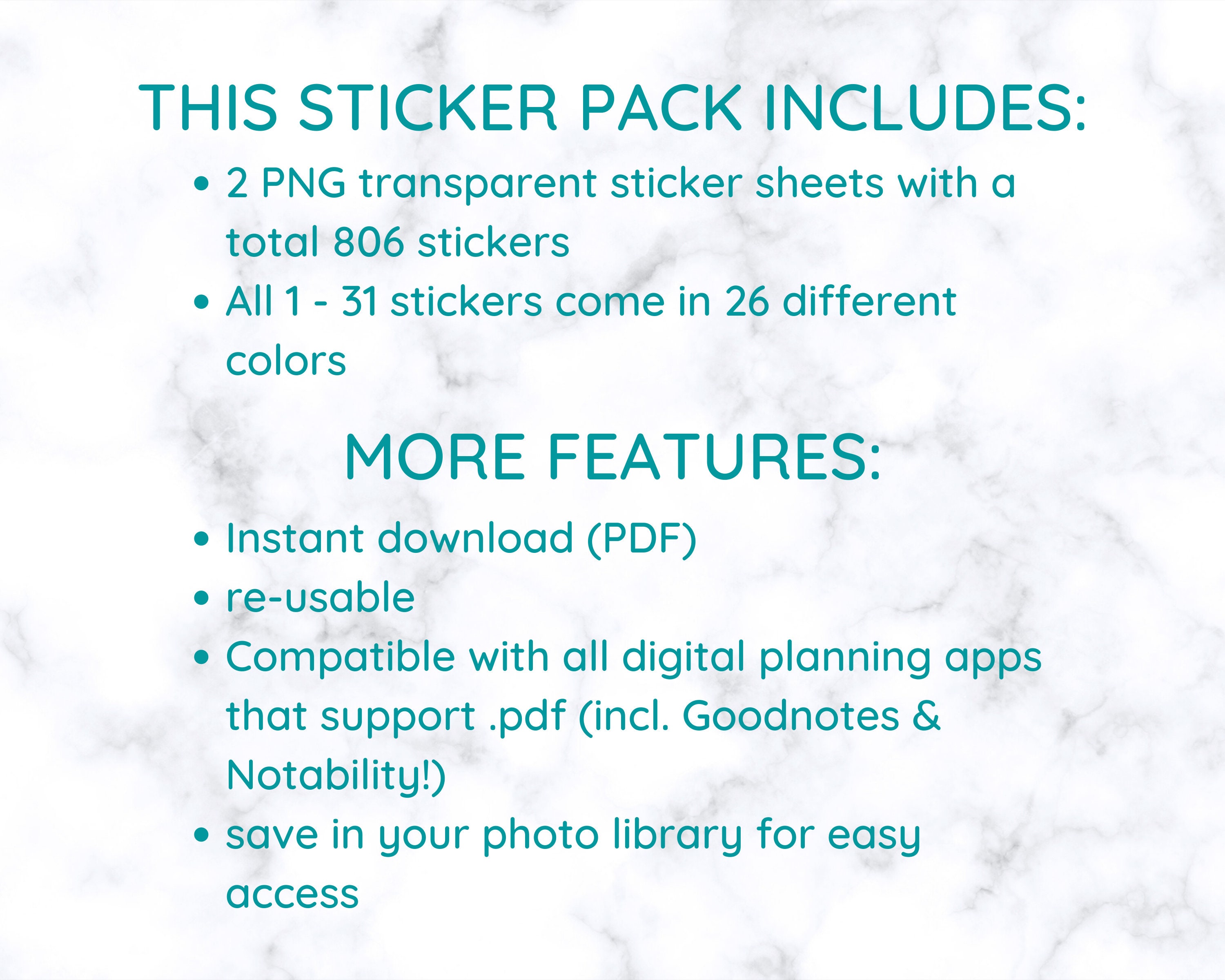 1-31 Number Stickers for Planners and Journals | Customizable Goodnotes ...