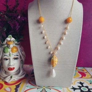 Gold Chain Necklace With Sicily Ceramic Lemon - Etsy