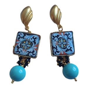Baroque Style Tile Earrings - Etsy