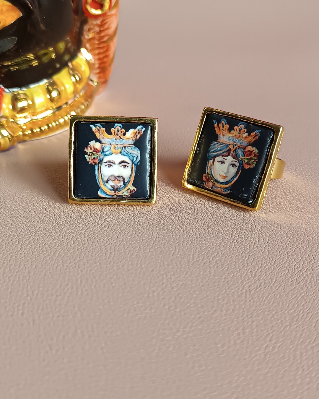 Sicily Ceramic Tile Ring - Etsy