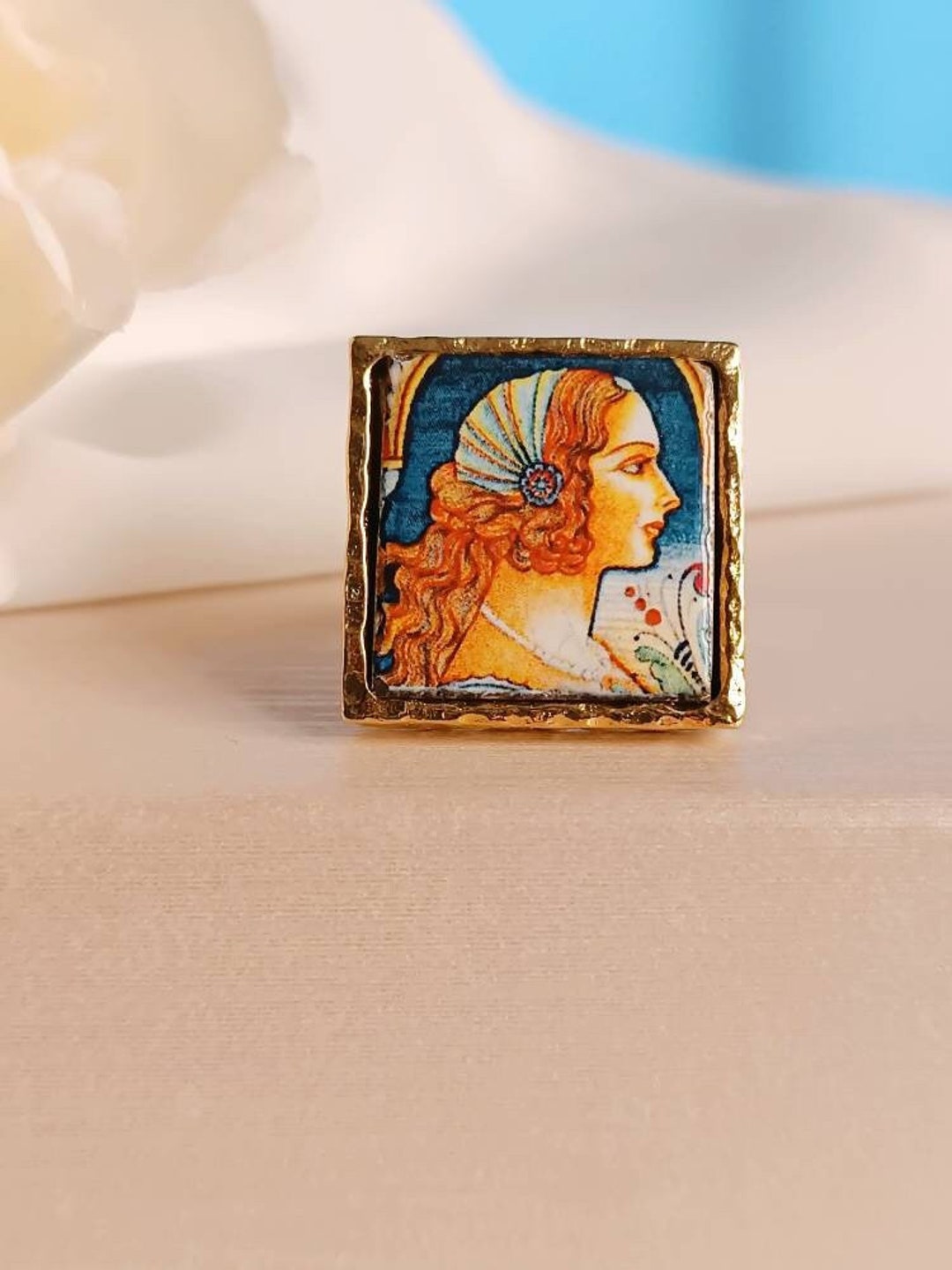 Ceramic Tile Ring - Etsy