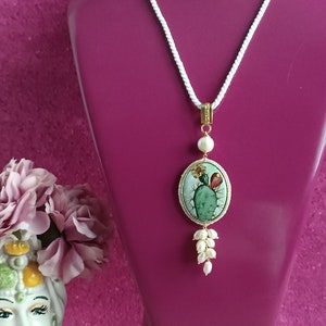 Rope Necklace With Oval Ceramic Tile - Etsy