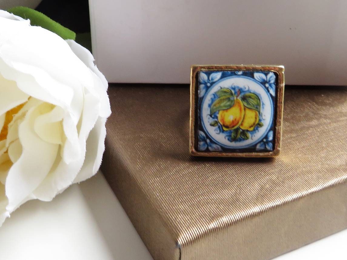 Ceramic Tile Ring - Etsy