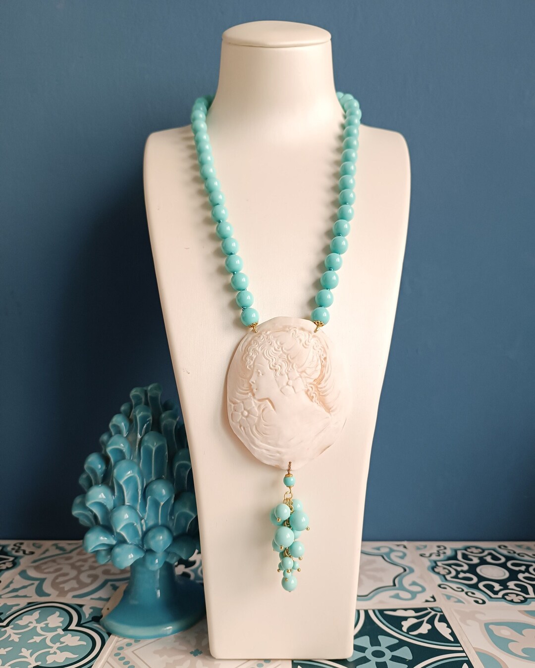 Statement Necklace With Turquoise Paste Stones and Sardonic - Etsy