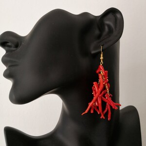Red branch Coral cluster earrings | Etsy