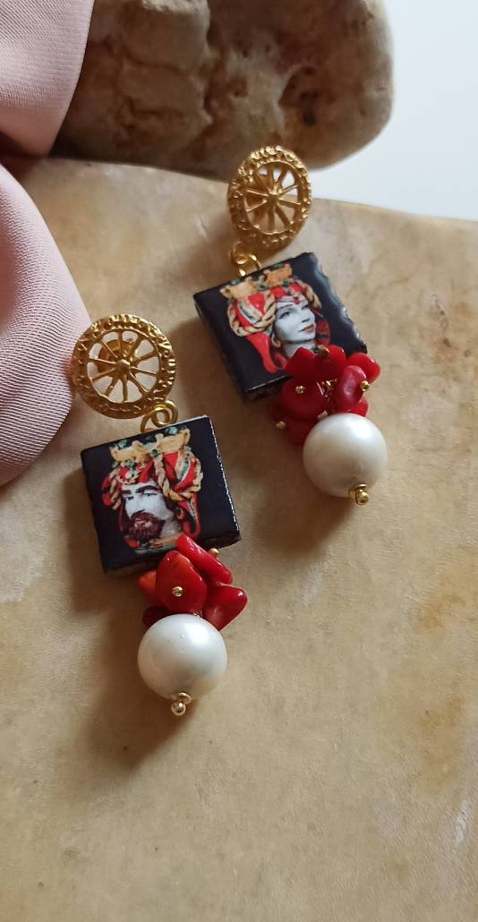 Baroque Style Tile Earrings - Etsy