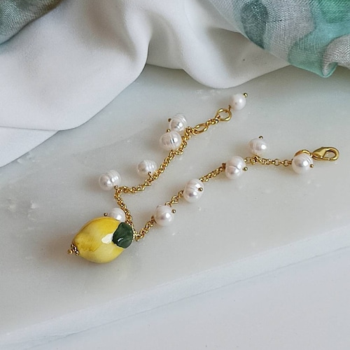 Gold Chain Necklace With Sicily Ceramic Lemon - Etsy