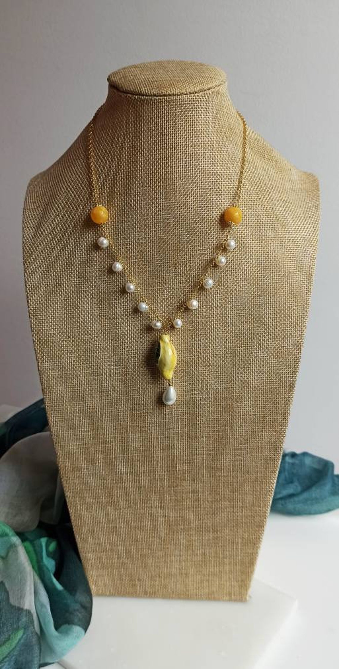 Gold chain necklace with Sicily Ceramic Lemon | Etsy