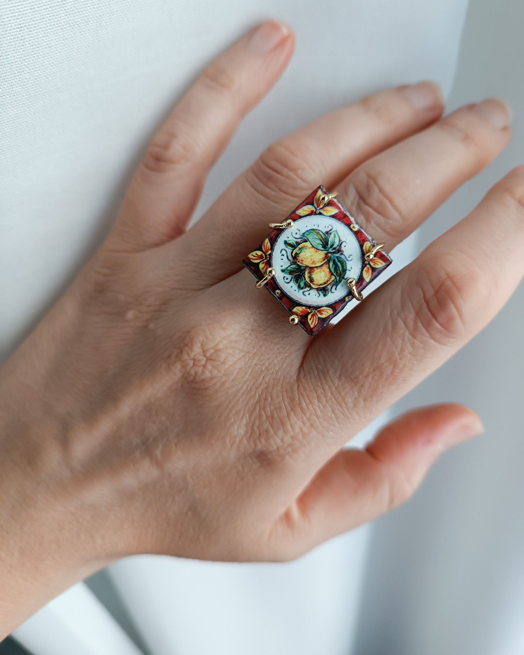 Ceramic Tile Ring - Etsy