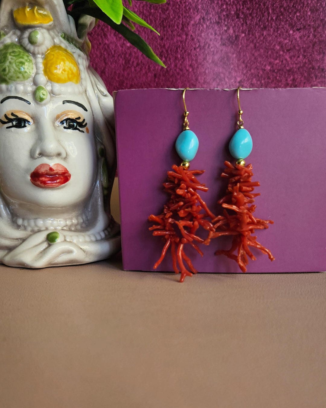 Red Branch Coral Cluster Earrings - Etsy