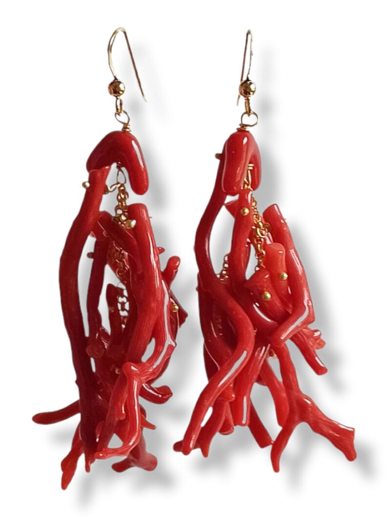 Red Branch Coral Cluster Earrings - Etsy