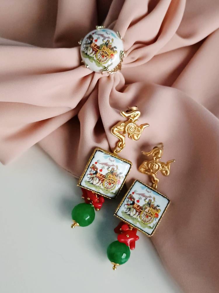 Baroque Style Tile Earrings - Etsy