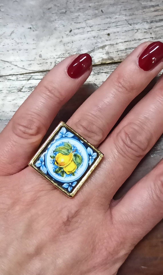 Ceramic Tile Ring | Etsy