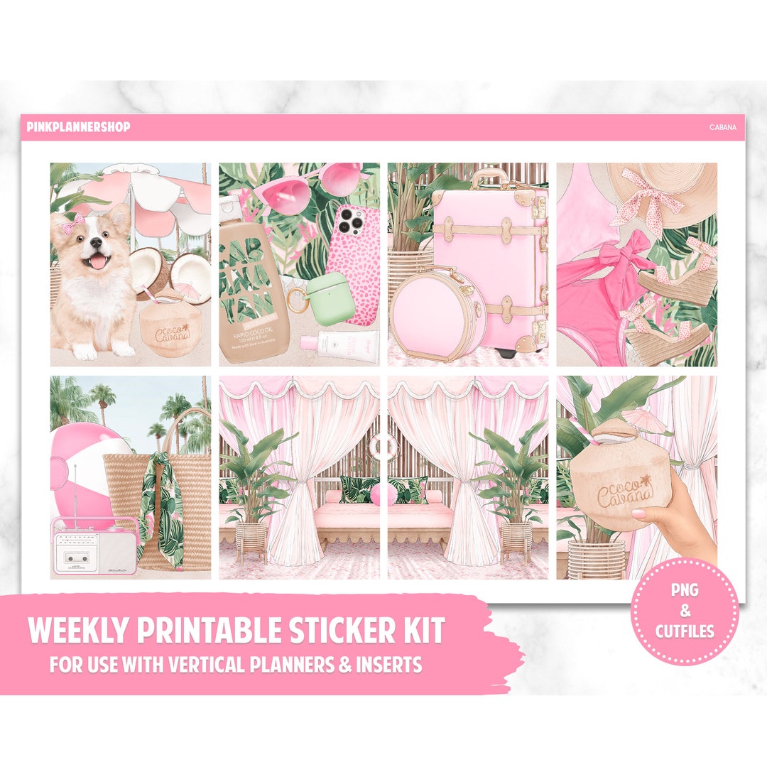 Printable Planner Stickers, Weekly Sticker Kit, Cabana, Erin Condren ...