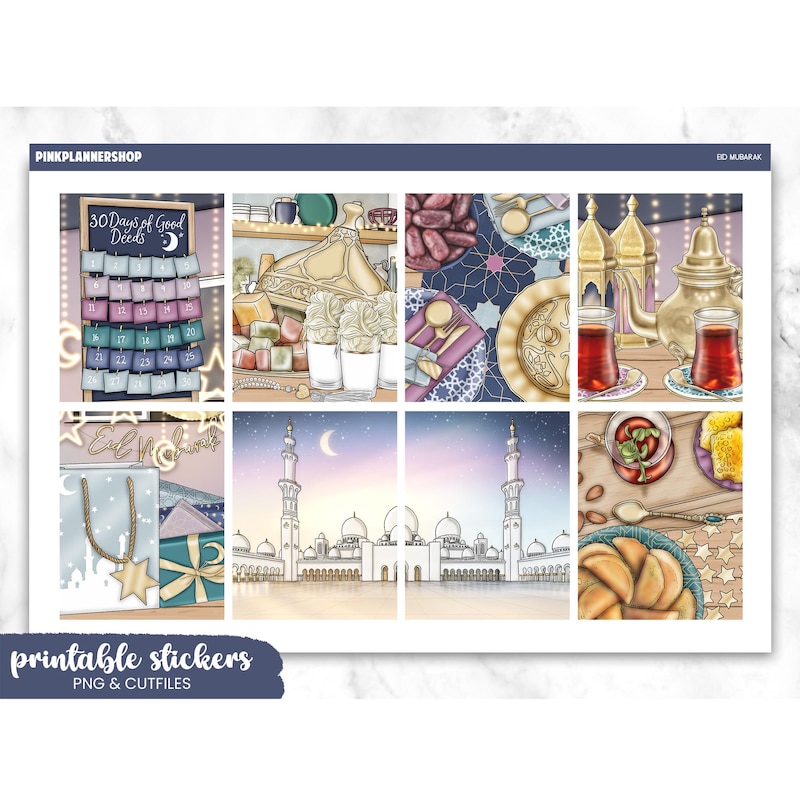 Eid Mubarak Stickers Sheet - Etsy