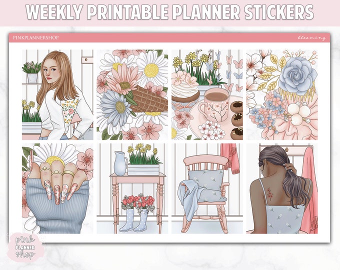 Printable Planner Stickers Weekly Sticker Kit Tropical Erin - Etsy