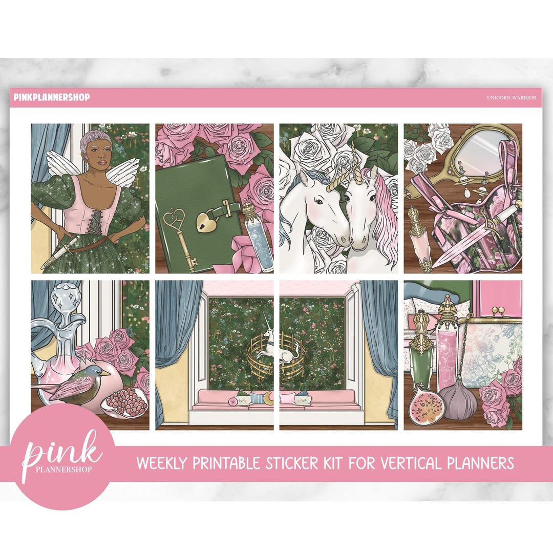 Printable Planner Stickers, Weekly Sticker Kit, Unicorn Warrior, Erin ...