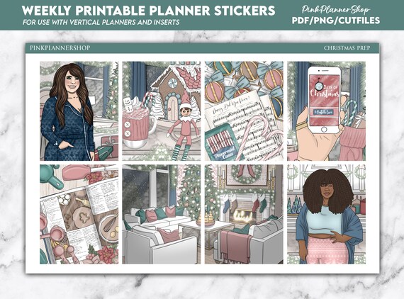 Printable Vertical Weekly Planner Sticker Kit Christmas Prep - Etsy