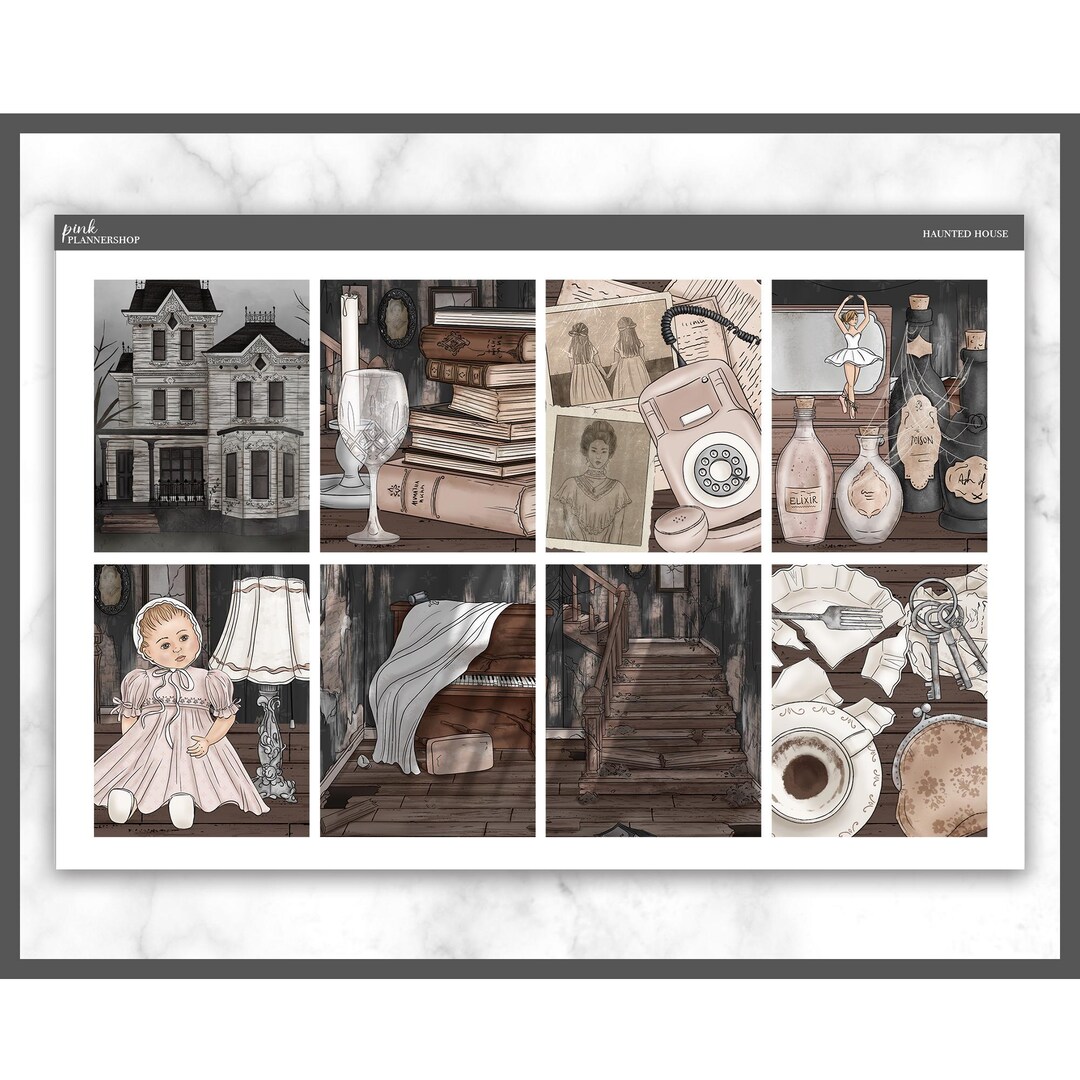 Printable Planner Stickers, Weekly Sticker Kit, Haunted House, Erin ...