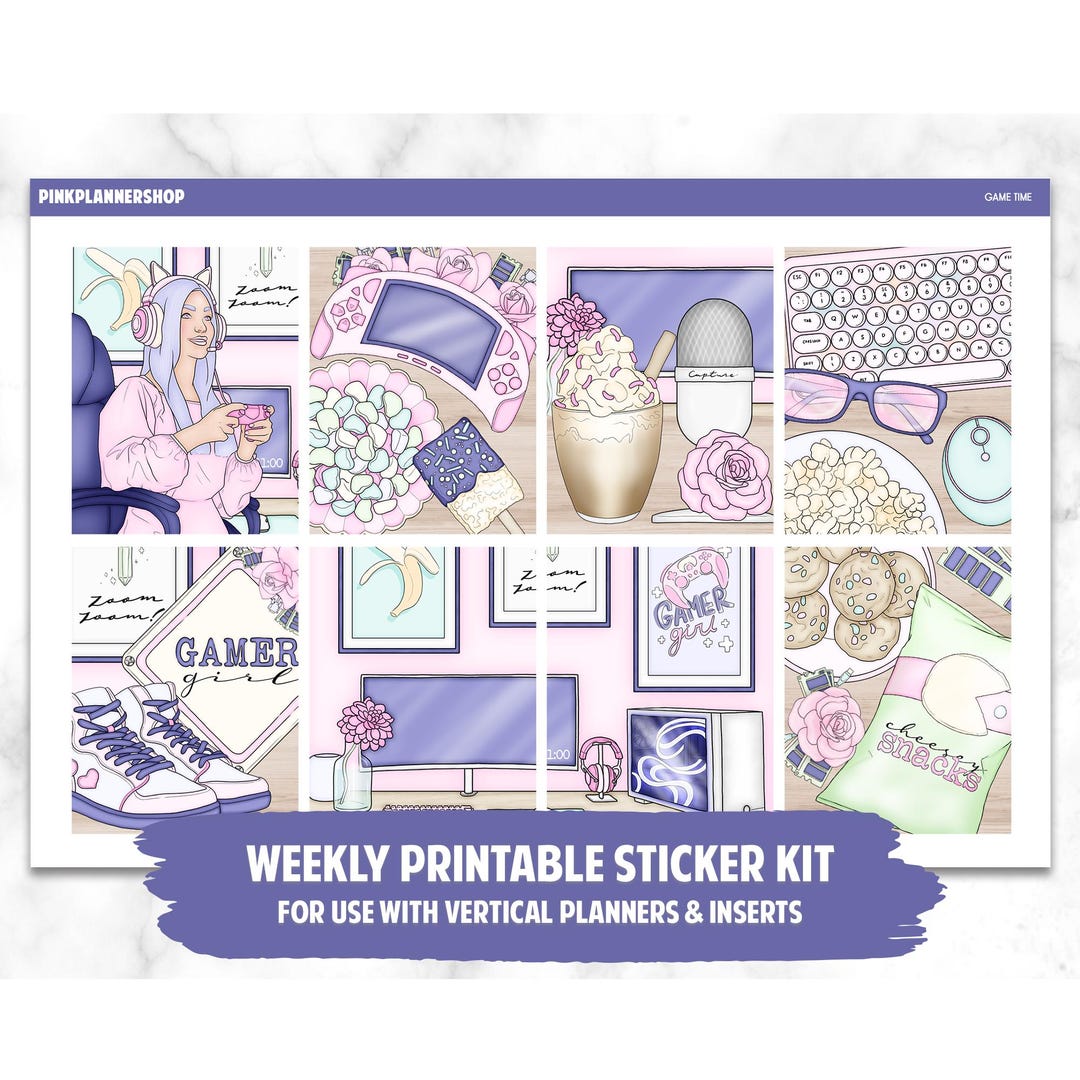 Printable Planner Stickers, Weekly Sticker Kit, Game Time, Erin Condren ...
