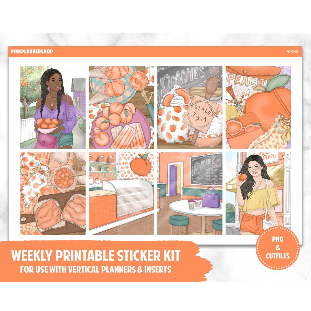 Printable Planner Stickers, Weekly Sticker Kit, Peaches, Erin Condren ...