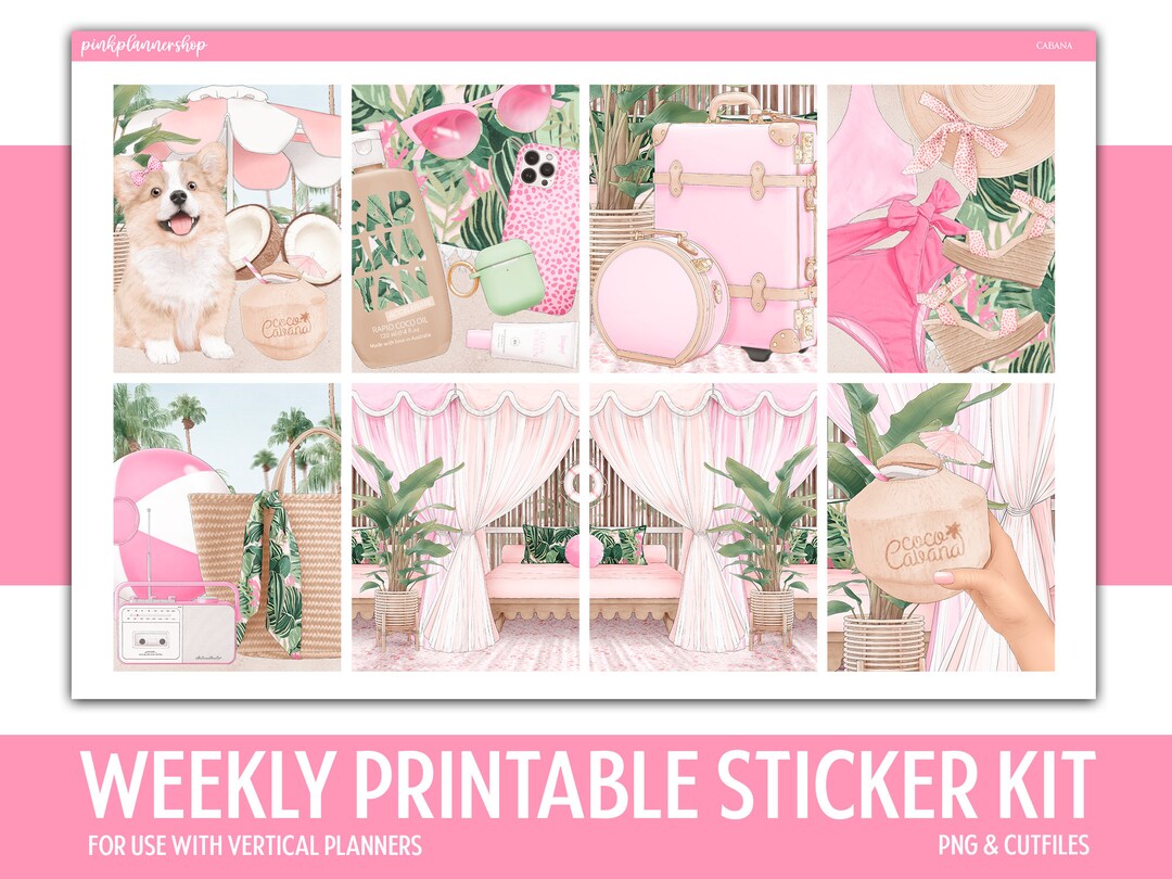 Printable Planner Stickers Weekly Sticker Kit Cabana Erin - Etsy