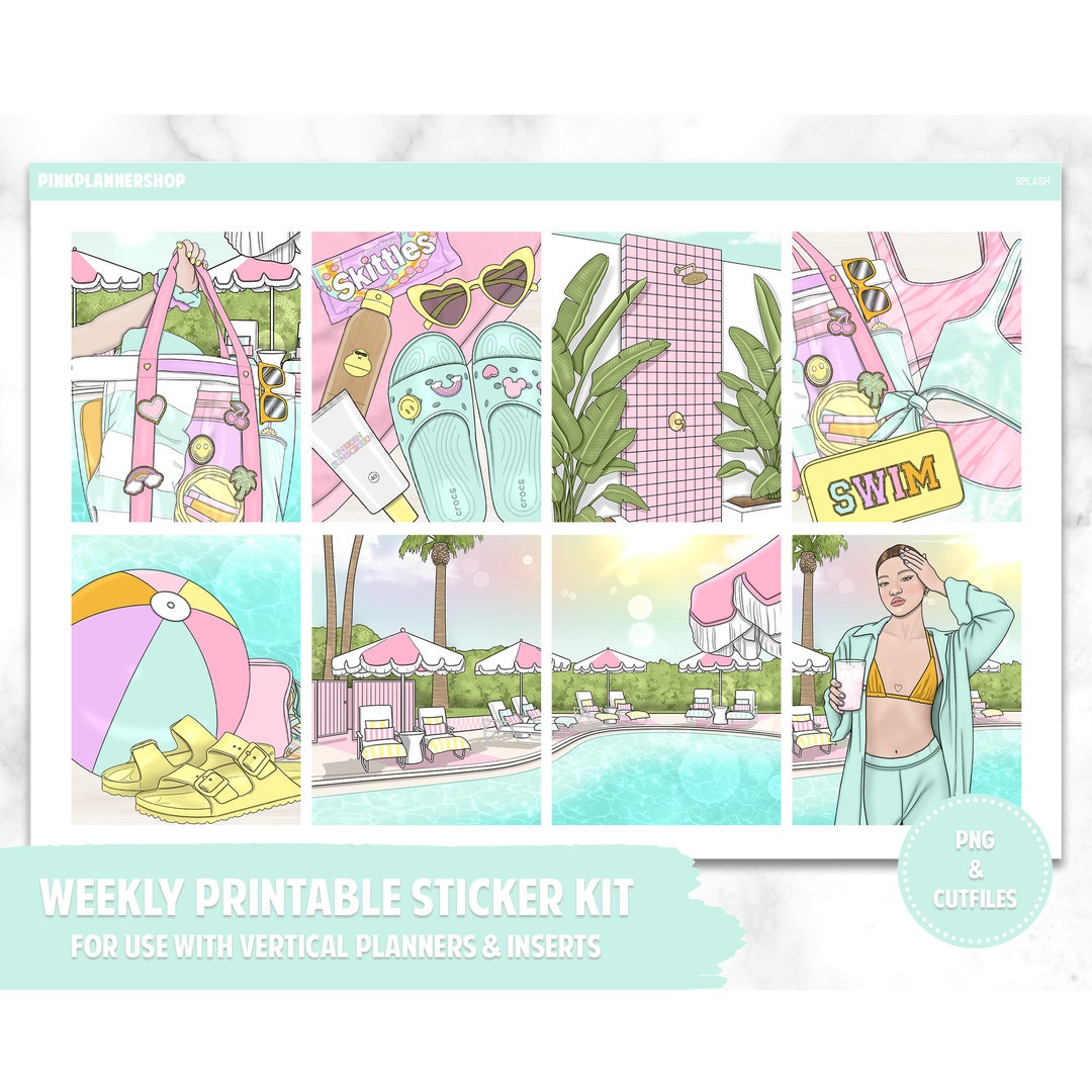 Printable Planner Stickers, Weekly Sticker Kit, Splash, Erin Condren ...