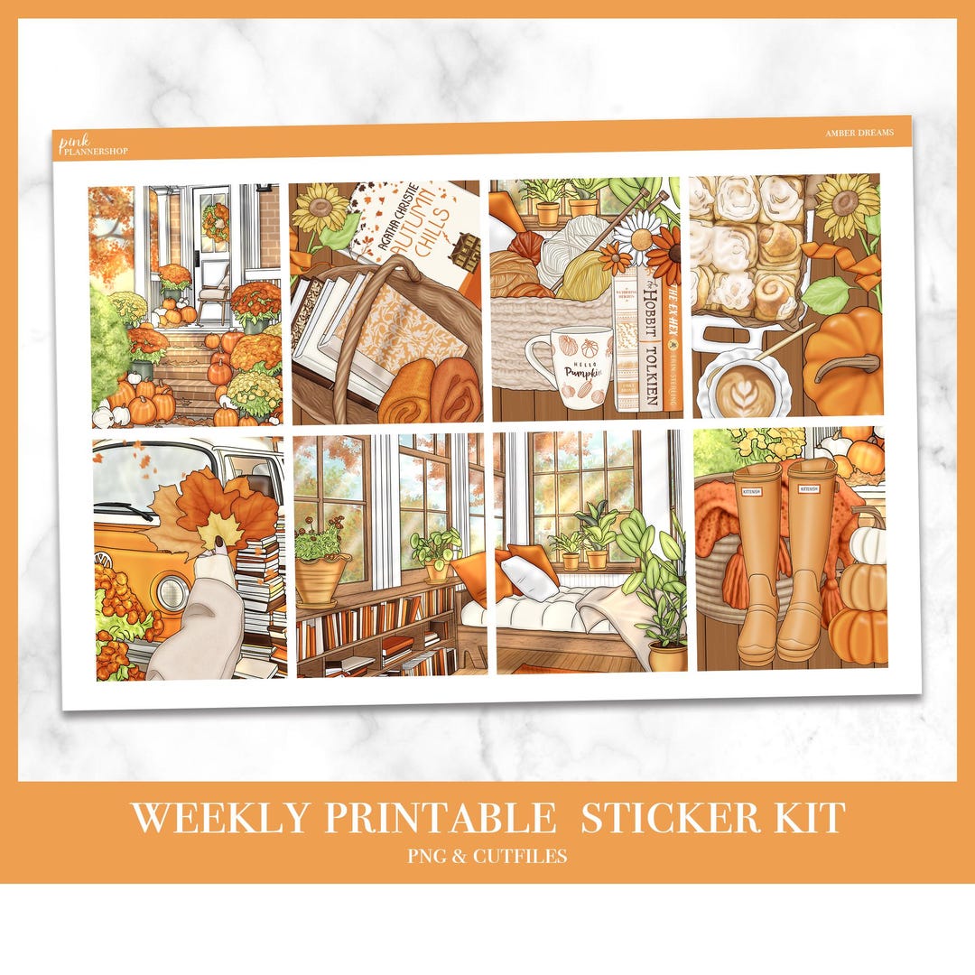 Printable Planner Stickers, Weekly Sticker Kit, Amber Dreams, Erin ...