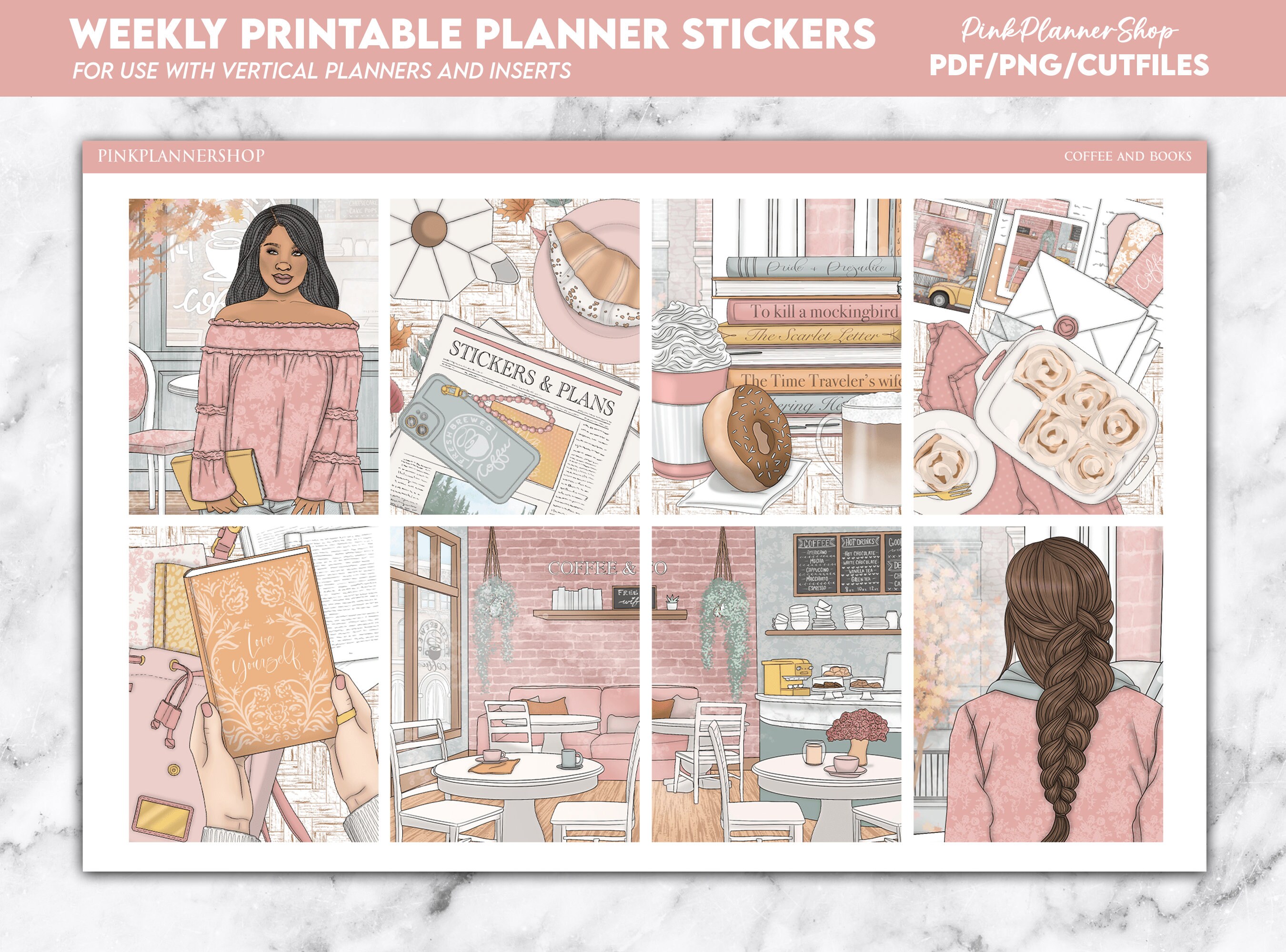 Printable Vertical Weekly Planner Sticker Kit Coffee and - Etsy