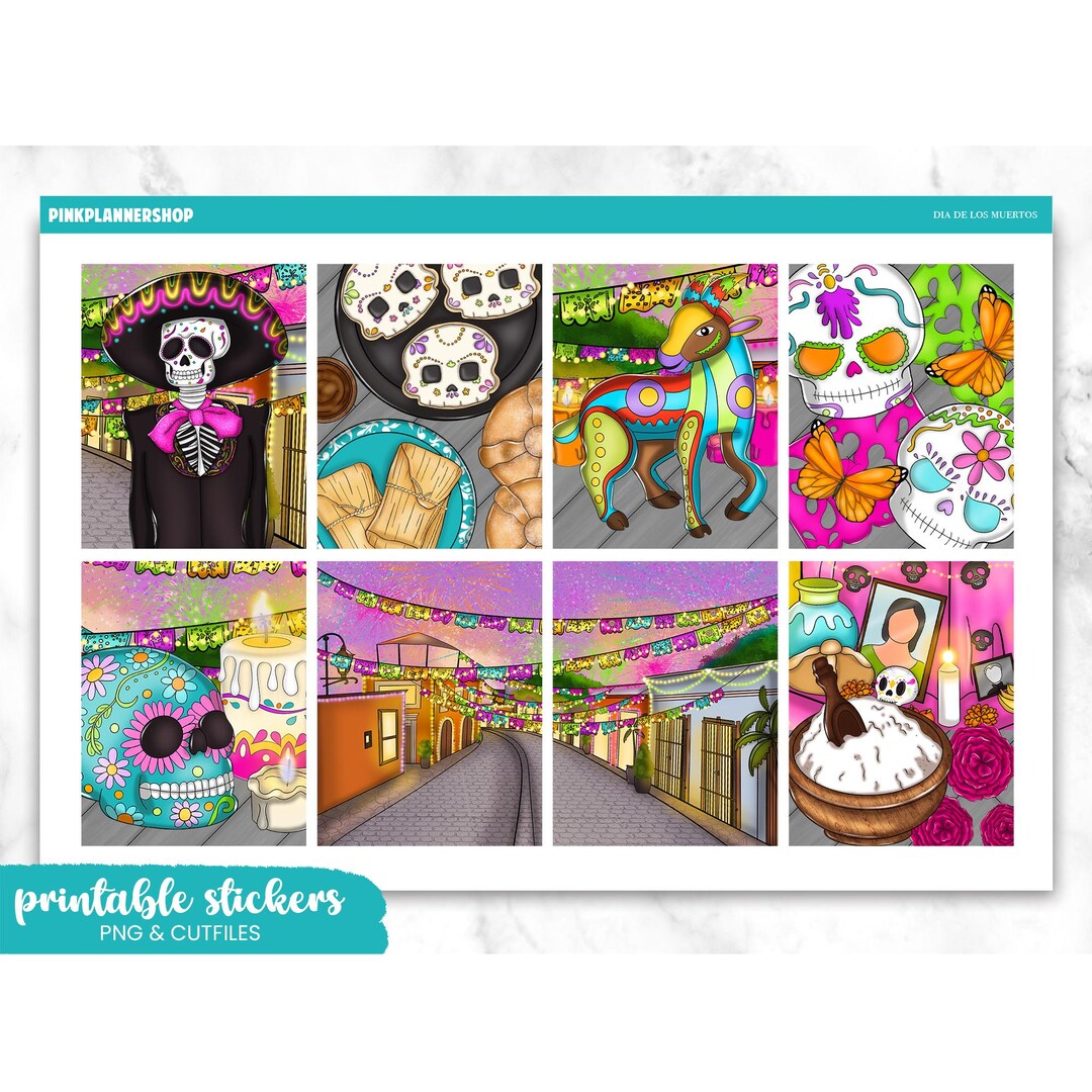 Dia De Los Muertos Planner Stickers: Erin Condren Vertical Layout (PNG ...