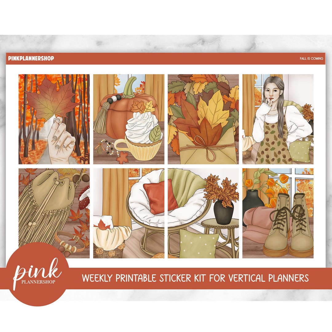 Printable Planner Stickers, Weekly Sticker Kit, Fall is Coming, Erin ...