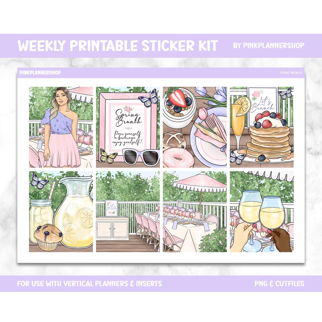 Printable Planner Stickers, Spring Brunch, Erin Condren, Sticker Sheets ...