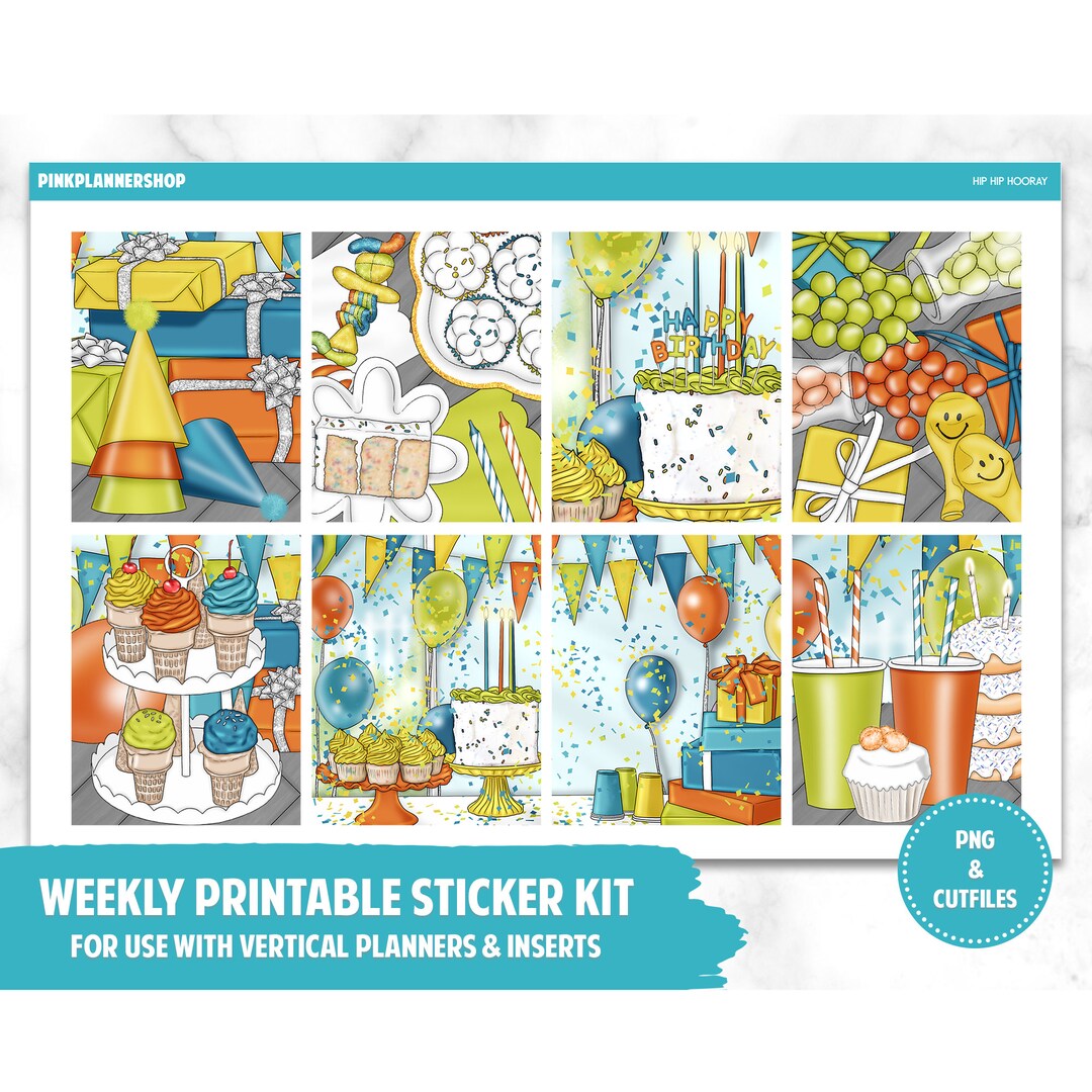 Printable Planner Stickers, Weekly Sticker Kit, Hip Hip Horaay, Erin ...