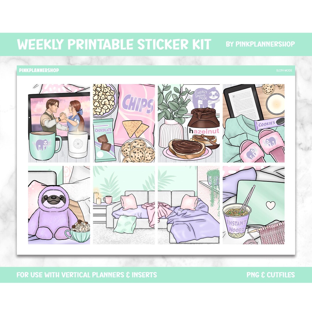Printable Planner Stickers, Sloth Mode, Erin Condren, Sticker Sheets ...